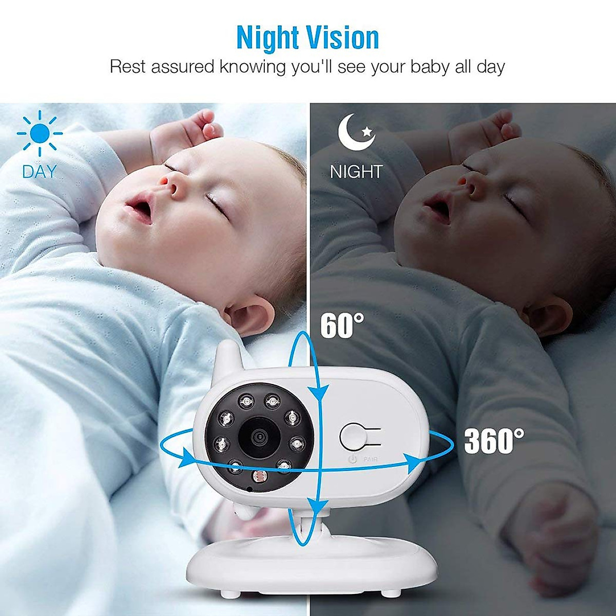 Video Baby Monitor with Camera Baby Security Surveillance Camera Latest with 3.5" Screen, Night Vision, Temperature Sensor, Lullaby, Two Way Talkback, Sound Activated & Audio Only Mode