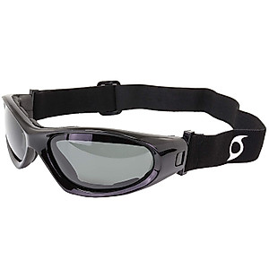 Hurricane Eyewear Category-5 Jet Ski Water-Sport Floating Goggles Interchangeable from Sunglasses to Goggles Black Frame with Polarized Smoke Lens