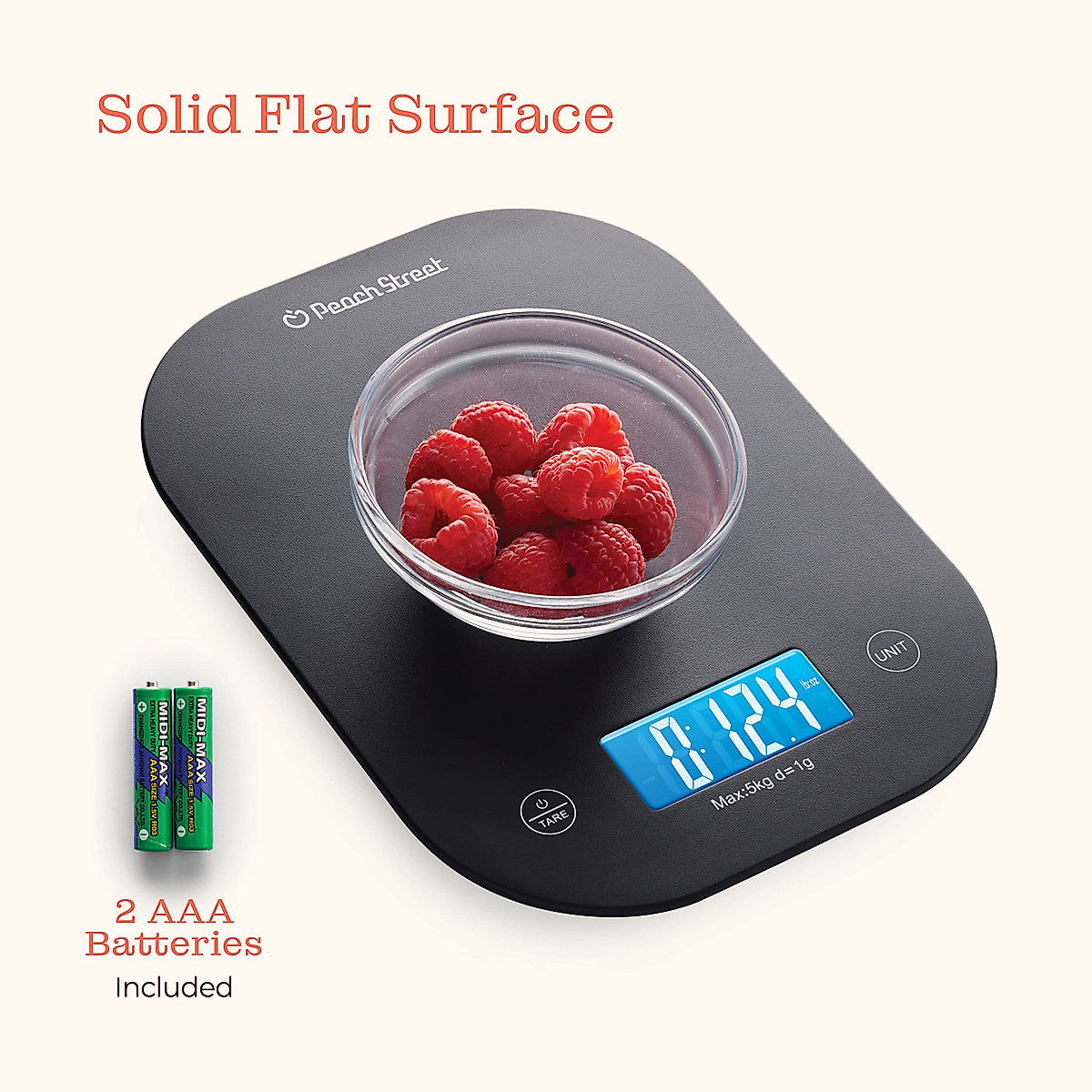 Digital Kitchen Food Scale - LCD Display Weight in Grams, Kilograms, Ounces, Fl Ounces, Milliliters, and Pounds Perfect for Precise Measurements, Baking, Cooking, Meal Prep, Weight Loss,
