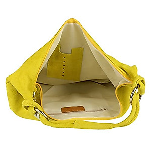 Girly HandBags Hobo Italian Suede Genuine Leather Shoulder Bag Yellow