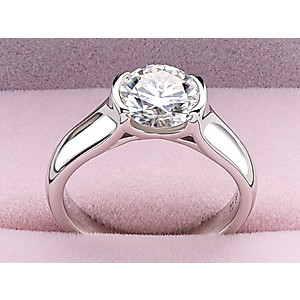 WOAINI Moissanite Rings, 2 Carat Round Cut Moissanite Platinum Plated Sterling Silver Engagement Wedding Ring for Women, Promise Ring for Her, Mother Day