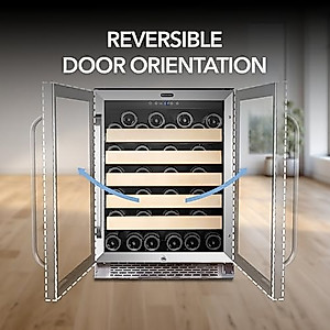 Whynter BWR-541STS 24" Built-in 54 Bottle Wine Refrigerator Cooler, Stainless Steel, One Size, Silver