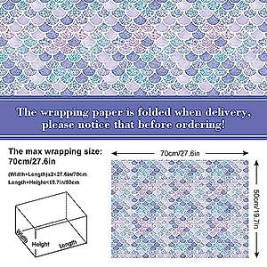 AnyDesign 12 Sheet Mermaid Wrapping Paper Purple Blue Mermaid Dolphin Jellyfish Gift Wrap Paper Bulk 6 Design Mermaid Art Paper for Birthday Baby Shower Birthday DIY Crafts Gift Packing, Folded Flat