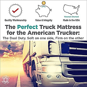 Dual Duty Dual Sided Firm/Soft Foam Truck Mattress, 80" x 30" x 6"