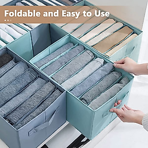 GWSNIO 2PCS Wardrobe Clothes Organizer Jeans Storage, Foldable Closet Organizer Storage Box with Handle for Jeans T-shirt Pants Sweater Kids Clothes Drawer Dividers