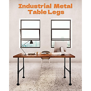 MUZIK 30 Inch Industrial Table Legs, 2 Pack Grey Steel Metal Pipes Vintage Furniture Legs, for Coffee and End Table Legs, 30 in H x 14 in W