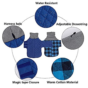 Geyecete Dachshund Coat,Dachshund Winter Coat,Warm Dachshund Coat Waterproof Windproof, High Neckine String Holes Miniature Dachshund Jacket for Small Dog-Bule-M