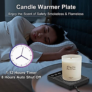 Novamer Mug Warmer, 130°F-180°F Coffee Warmer for Desk with 6-Speed Temp Adjust, Smart Coffee Cup Warmer with Timing and Auto Shut Off, Electric Candle Warmer Plate for Milk, Tea, Cocoa, Water