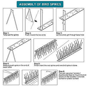 aushucu Bird Spikes Cover 11Feet Stainless Steel Pigeons Spikes Small Bird Repellent Spikes for Roof Fence Window Mailbox(11Feet)