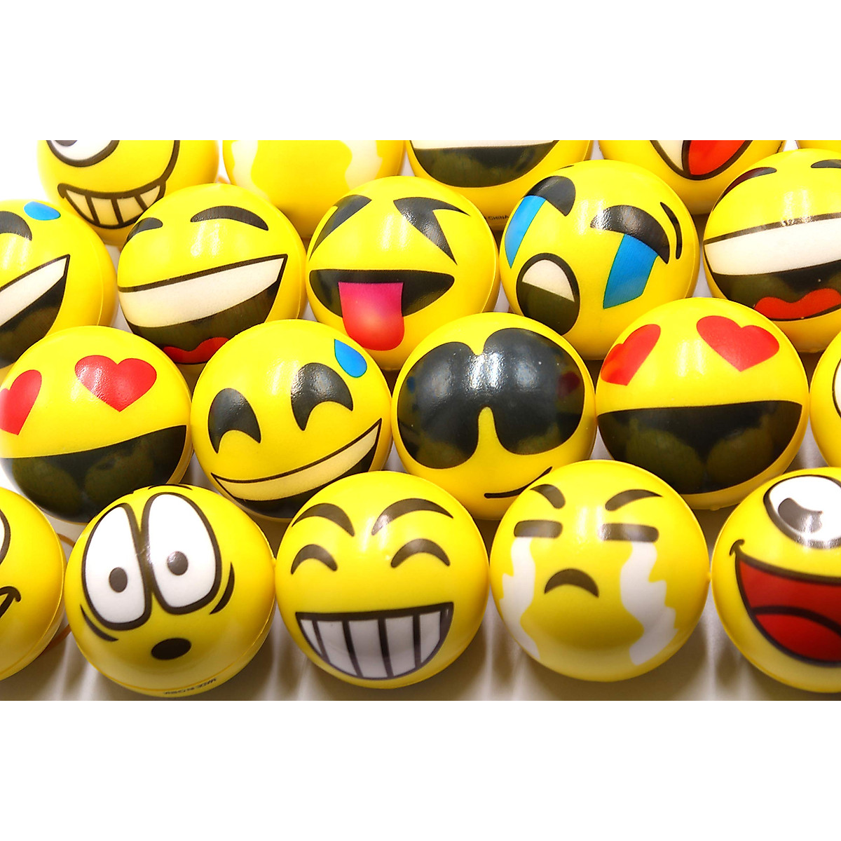 FIVOENDAR Set of 12 - Fun Face Stress Balls Cute Hand Wrist Stress Reliefs Squeeze Balls for Kids and Adults at School or Office Party Favors (Yellow Color Random Faces) (Latest)