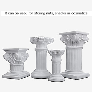 soarflight Roman Pillar Greek Column Resin Statue Figurine Base Pedestal Stand Birthday Party Wedding Table Sand Game Decor Supplies Great for Home Garden Classy, White, Square Small