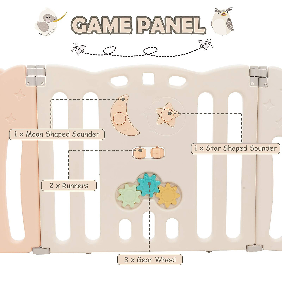 Costzon Foldable Baby Playpen Baby Fence with Lock Door, Rubber Pads & Anti-Slip Rubber Bases, Indoor Outdoor Safety with Adjustable Shape for Toddlers (14-Panel, Pink)