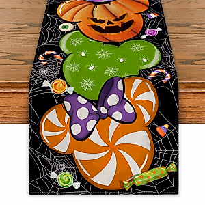 Halloween Table Runner Halloween Cartoon Mouse Table Cover Haunted Mansion Decor Halloween Decorations for Home Party