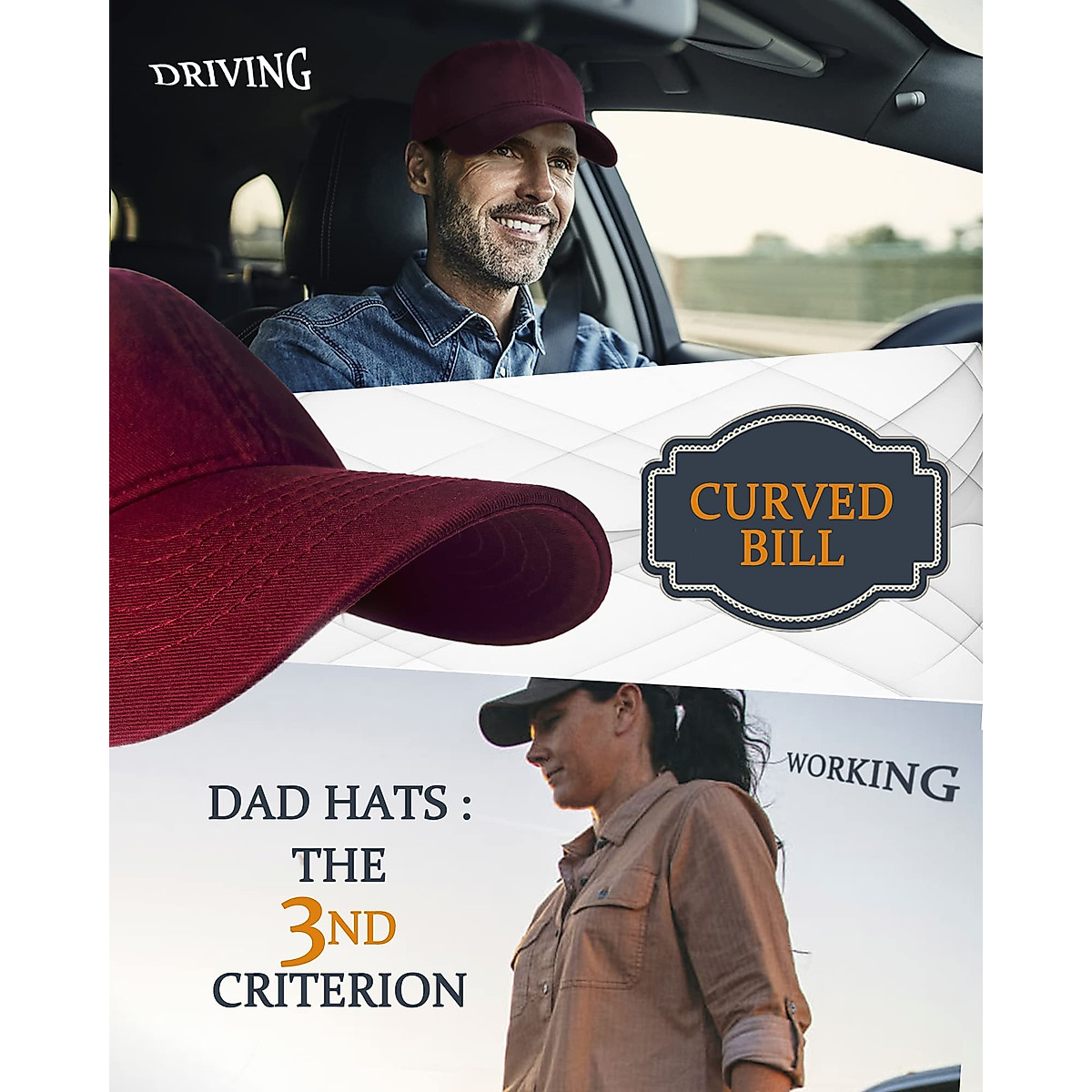 FURTALK Men and Women Vintage Washed Distressed Cotton Baseball Cap Plain Blank Adjustable Classic Baseball Hat Cap Black/Beige