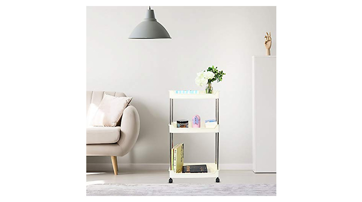 Narrow Slim Storage Cart - 3-Tier Mobile Organizer for Small Spaces