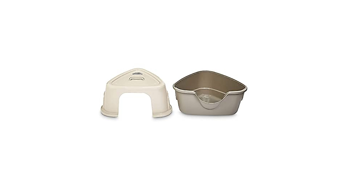 Amazon Basics No-Mess Hooded Corner Cat Litter Box - Space Saving and ...