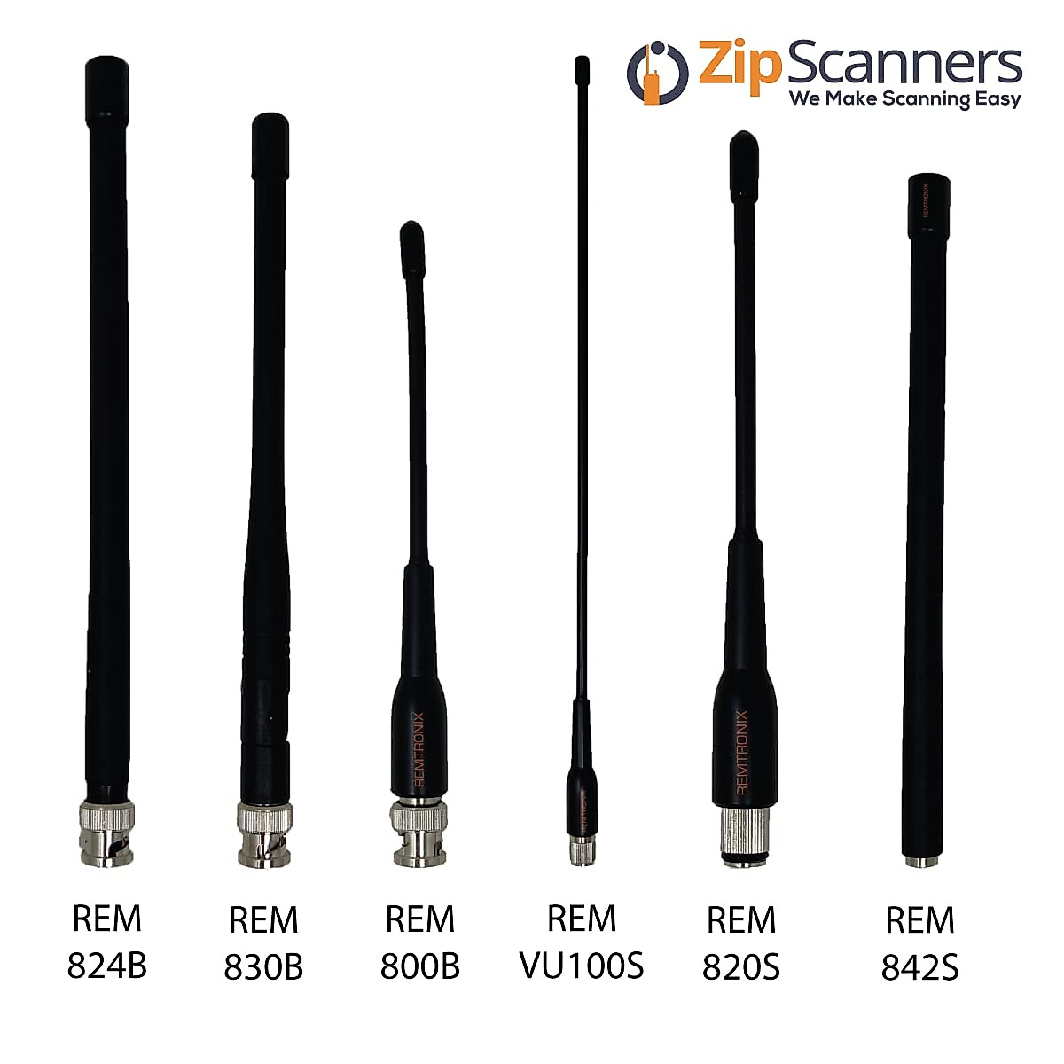 Zip Scanners | Remtronix Police Scanner Radio Antenna | 820S | SMA End Type | 700~900 MHz UHF Digital, Analog & Trunked Frequencies | 7" Flexible Whip, O-Ring | Increase Reception 25-100%