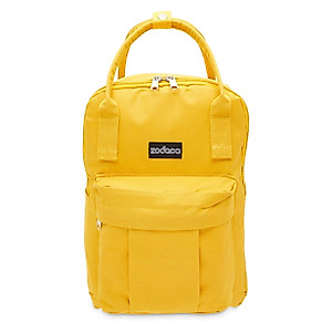 Zodaca Mini Square Backpack for Women, Small Mango Yellow Bag (9 x 12 Inches)