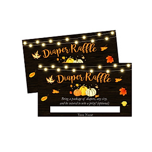 Your Main Event Prints Pumpkin Fall Baby Shower Diaper Raffle Cards - Autumn-Themed Diaper Raffle Tickets, 50 Count - Perfect for Seasonal Baby Showers and Celebrations