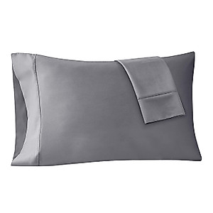 Hyde Lane 1000 Thread Count Cotton Pillowcases 2 Pack, Grey Pillow Cases Queen Size 20x30 inches, Soft and Durable Luxury, Wrinkle Resistant, Pilling Proof