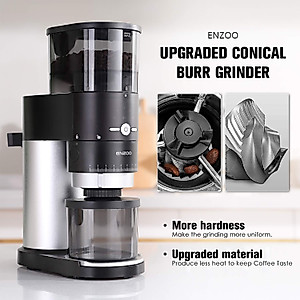 Conical Burr Coffee Grinder, ENZOO Electric Coffee Bean Grinder with Detachable Design for Easy Cleaning, 40 Precise Grind Setting for Espresso, Drip Coffee, French Press and Percolator Coffee