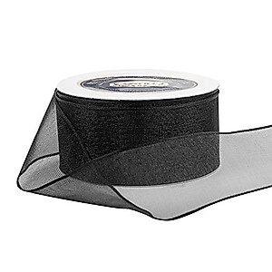 VATIN Christmas Ribbon Sheer Organza Wired Ribbon 1-1/2 inch 25 Yards (75Ft) -Black ,Perfect for Making Bows and Wreaths
