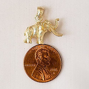 SURANO DESIGN JEWELRY 14k Yellow Gold Woolly Mammoth 3D (3 Dimensional) Solid Pendant, Made in USA