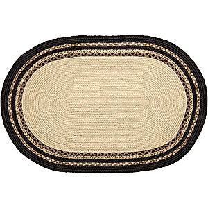 VHC Brands Sawyer Mill Charcoal Farmhouse Animal Design Area Entry Dining Room Living Room Kitchen Floor Cover Oval Jute Rug w/ Rug Pad 20x30 Pig