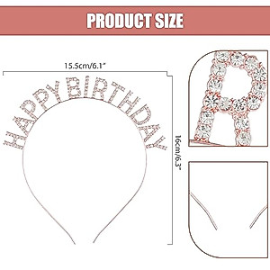 WLLHYF Birthday Crowns Rhinestone Birthday Headband Bling Girl Tiara Hair Band Happy Birthday Princess Crown Sweet Birthday Party Hair Accessories for Women Girls Festival Gift (Rose gold)