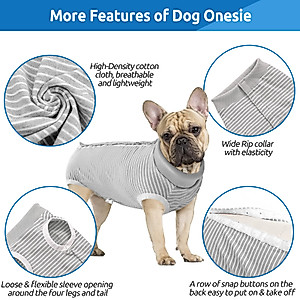 MIGOHI Dog Recovery Suit, Anti Licking Biting Dog Surgical Onesie After Surgery, Professional Dog Bodysuit for Male Female Dogs, Spay & Neuter Dog Shirts for Abdominal Wounds Skin Disease, Grey L