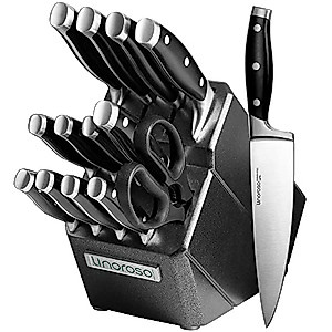 linoroso Knife Set with Gift Box, 14 Pcs Full Tang German Stainless Steel Knife Block Set with Scissors, Ultra Sharp Knife Sets for Kitchen with Wooden Block, Classic Series - Gift for Men & Women
