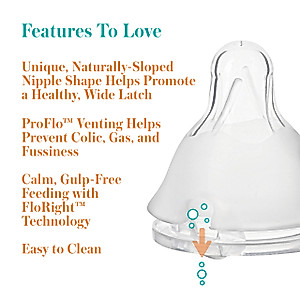 Evenflo Balance Plus Standard Neck Nipples for use with Evenflo Balance Plus Standard Neck Bottles, Fast Flow for 8 Months and up, 6-Pack