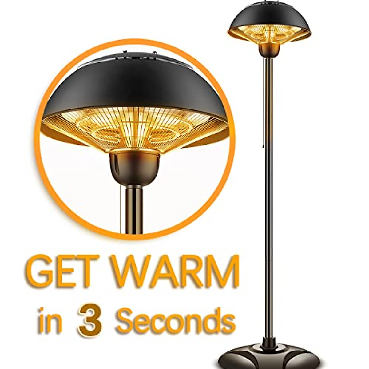 DONYER POWER Electric Garden Patio Tall Standing Heater, Waterproof Outdoor&Indoor 1500W,Easy Assembly,black