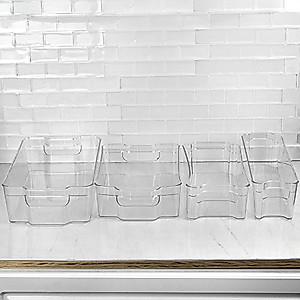 Home Basics Clear Acrylic Food Storage Container Bin for Fridge Freezer or Pantry, Stackable with Handles. Organize Fruit, Vegetables, Yogurt, Snacks, Pasta, Extra Large, 8” x 14"