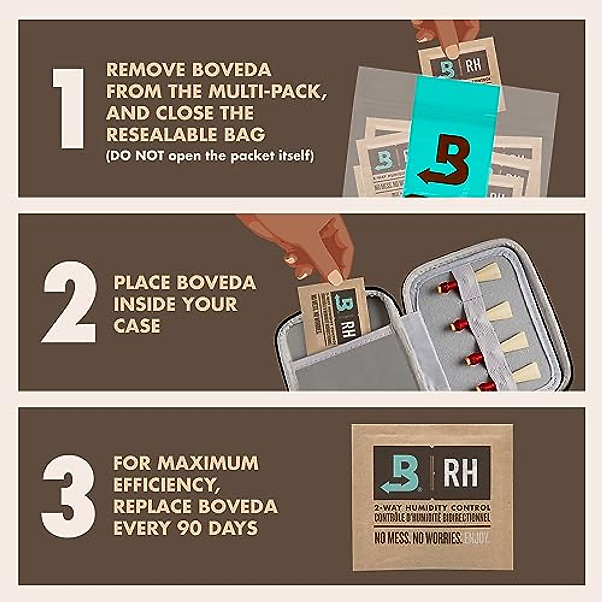 Boveda 49% Two-Way Humidity Control Packs for Music Bows & Small Woodwinds – Size 8 – 10 Pack – Moisture Absorbers for Small Instrument Cases – Humidifier Packs – Hydration Packets in Resealable Bag