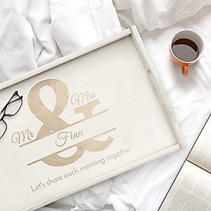 Maverton Breakfast Tray Table for Couples - Personalized Bed Tray for Coffee - Engraved Laptop Table with Foldable Legs - Decorative Serving Tray for Wedding - Tray for Parents - Together