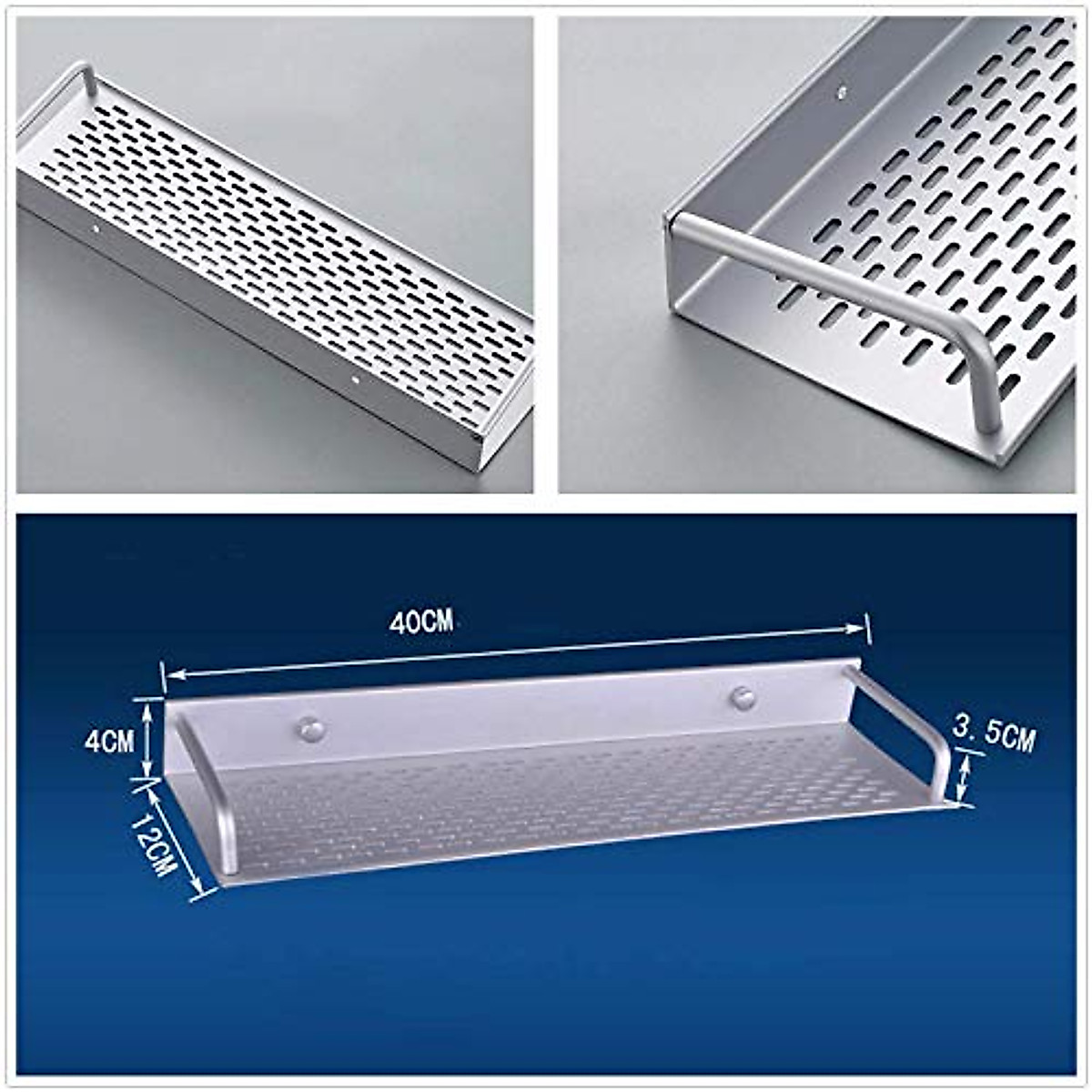 dophee 40cm Single Tier Mesh Rectangle Bath/Kitchen Rack Aluminum Bathroom Shelf Space Storage for Kitchen Bathroom