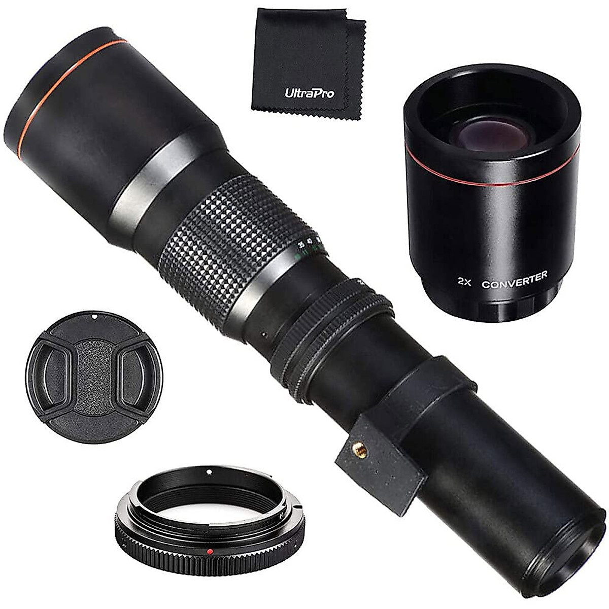 Hi-Resolution 500mm/1000mm Manual Preset Telephoto Reflex Lens for Canon EOS Rebel T3i, T4i, T5, T5i, T6, T7, T6i, T6s, T7i, SL1, SL2, EOS 60D, 70D, 77D, 80D, 5D III, 5D IV, EOS 7D, 7D II, 90D Cameras