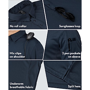 Haimont Tactical Polo Shirts for Men, Mens Outdoor Sport Performance Long Sleeve Quick Dry Polyester Golf Shirts Dark Blue, S