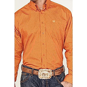 Cinch Western Shirt Mens L/S Zig-Zag Print Button XL Orange MTW1105475