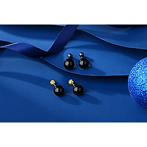 Jade Earrings for Women, Screw Back Removal-free Safe 925 Sterling Silver Stud Earrings for Sensitive Ears, Cute Dual-Sided Wear Earrings Studs Jewelry Gift for Women Girls