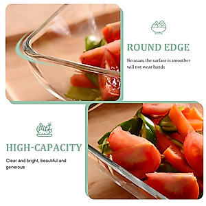 Happyyami 1pc Tempered Glass Rice Bowl Snack Bowl Glass Serving Bowl Glass Mixing Bowl Dessert Plates Glass Fruit Bowl Glass Plates Sauce Dipping Bowls Clear Dessert Plate Food Salad White