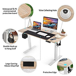 farexon Electric Height Adjustable Standing Desk, 55 x 24 inch Stand Up Desk Workstation, Home Office Computer Sit Stand Desk with Memory Preset, Solid Slab Classic, Oak
