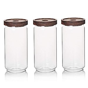 SWEEJAR 33 OZ Glass Food Storage Jar with Lid (set of 3),Airtight Canisters for Bathroom,Kitchen Container with Bamboo Cover for Serving Tea, Coffee, Spice and More