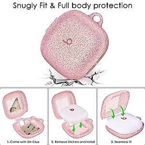 VISOOM Bling Beats Fit Pro Case Cover, Silicone Beats Pro Case Cover for Women with Glitter Keychain for Beat Fit Pro Case Cute Beats Fit Pro Case Protector Case Beats Fit Pro (Rose Gold)