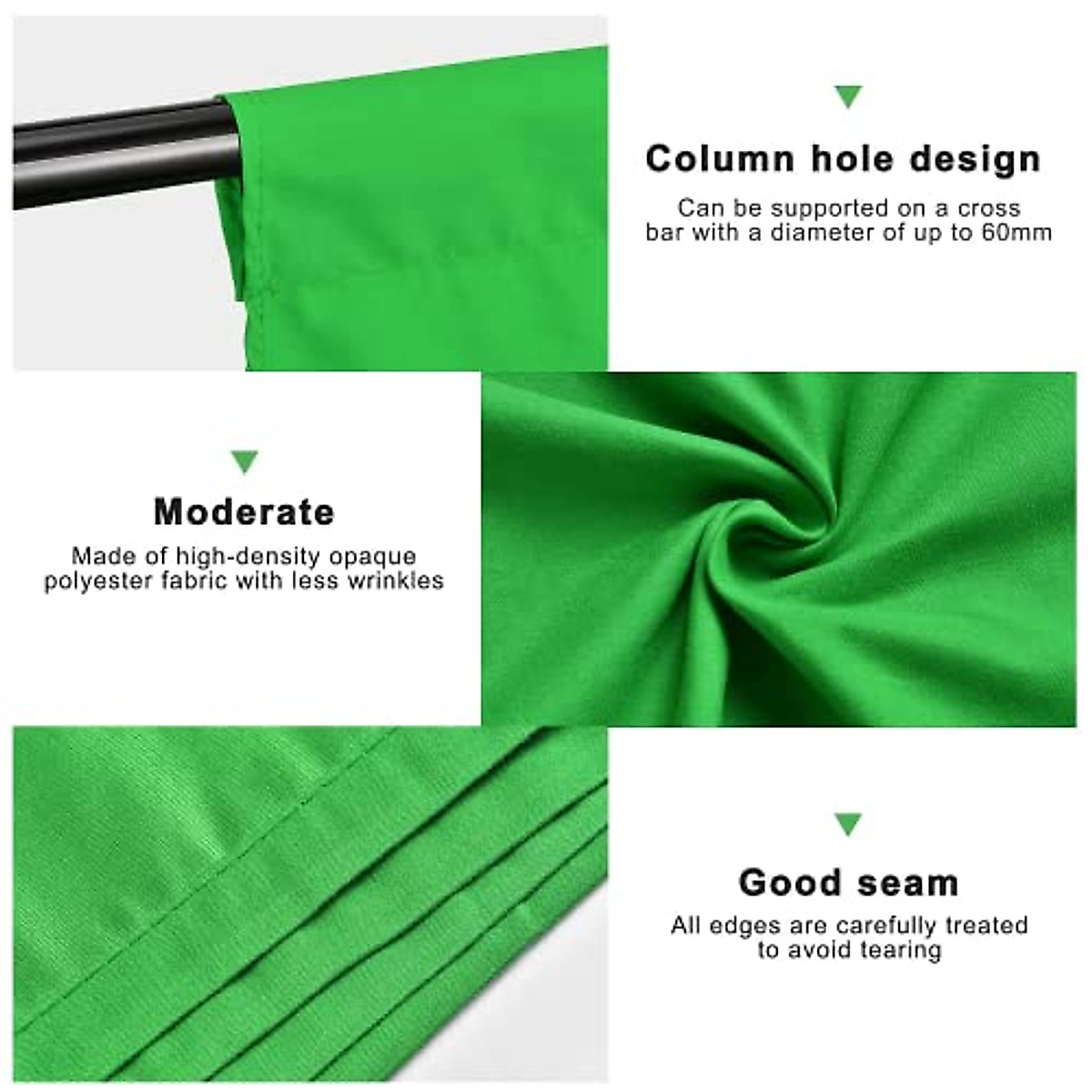 UTEBIT Green Backdrop 5 x 6.5 ft Photography Background Green Cloth Collapsible Chromakey Back Drop for Video Studio Photo Shooting Portrait (Backdrop Only)