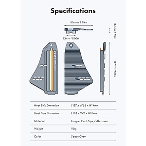 GRAUGEAR PS5 SSD Heatsink Cover, M.2 NVMe PS5 Heatsink, Shuttle Shaped Design, Heat Dissipation with Heat Pipe Cooler and Aluminum Fin for NVMe M2 PCIe 4.0 [G-PS5HS04]