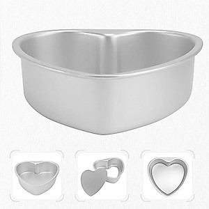 CALLARON Mini Cake Pans 2pcs Heart Shaped Cake Pans with a Removable Bottom 4inch Valentines Aluminium Heart Shaped Cake Pan Heart Pan Molds DIY Tin Muffin Chocolate Molds Baking Pan