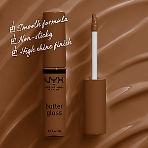 NYX PROFESSIONAL MAKEUP Butter Gloss Brown Sugar, Non-Sticky Lip Gloss - Caramelt (Medium Brown)