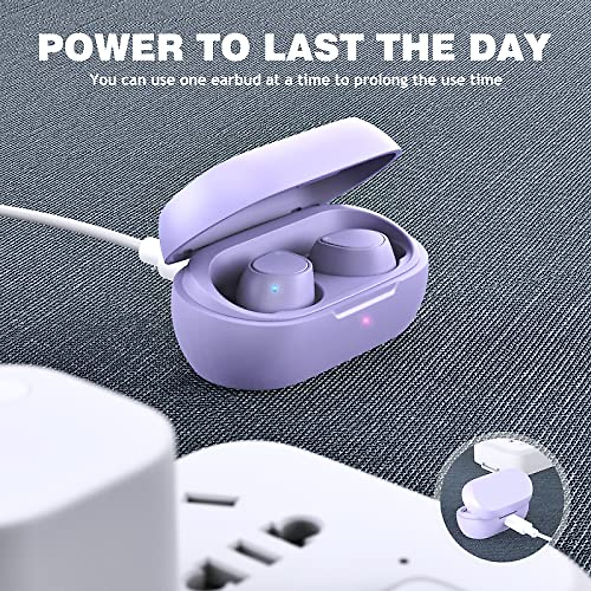 5.2 Bluetooth Headphones for Samsung S22 S23 Ultra iPhone 14 Pro Max, True Wireless Earbuds Stereo Sound Touch Control in-Ear Noise Canceling Earphones Sport Headset for Google Pixel 7 Pro 6 6A Purple